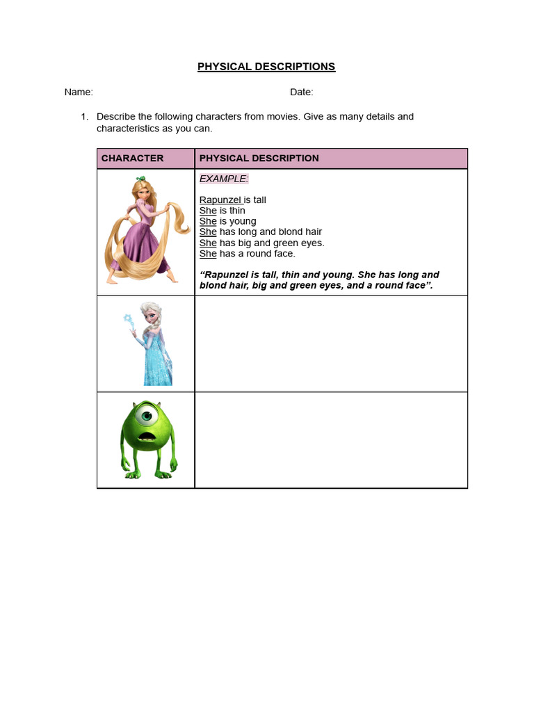 Character Physical Descriptions Guide | PDF