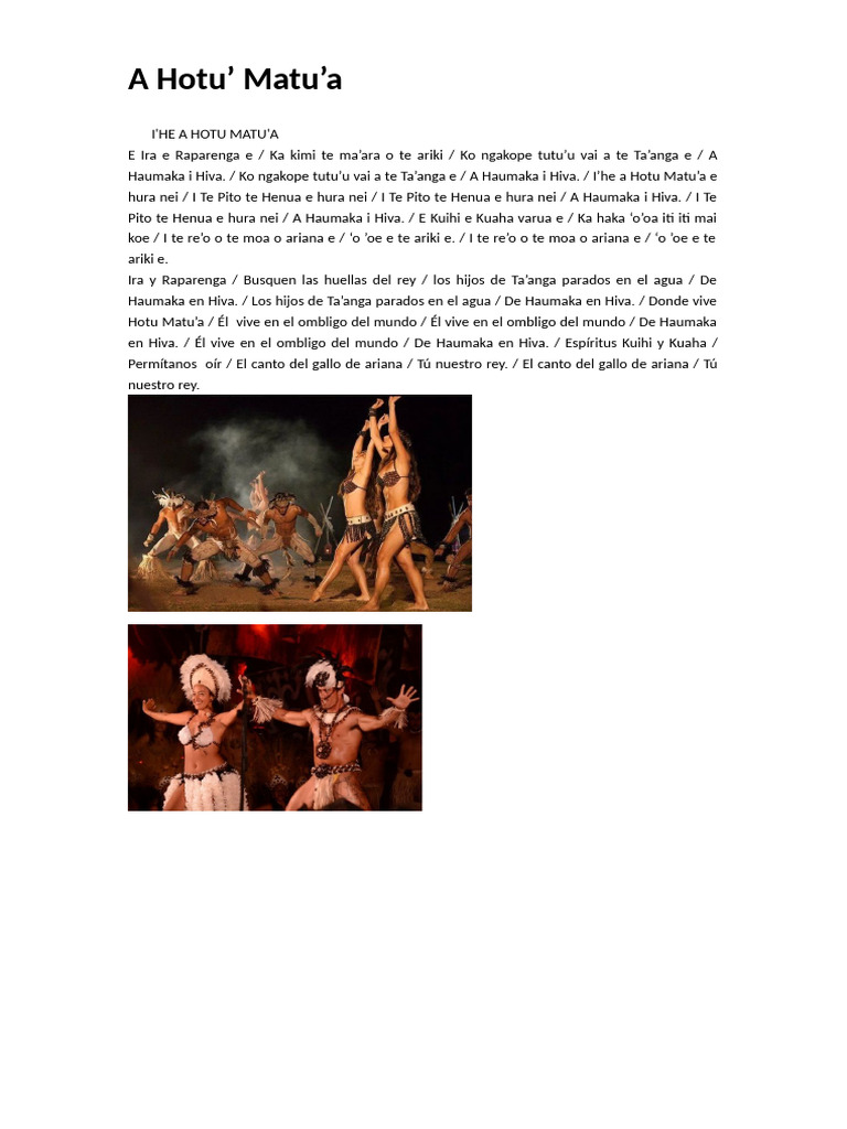 I'HE A HOTU MATU'A Office | PDF | Cocina, comidas y vino