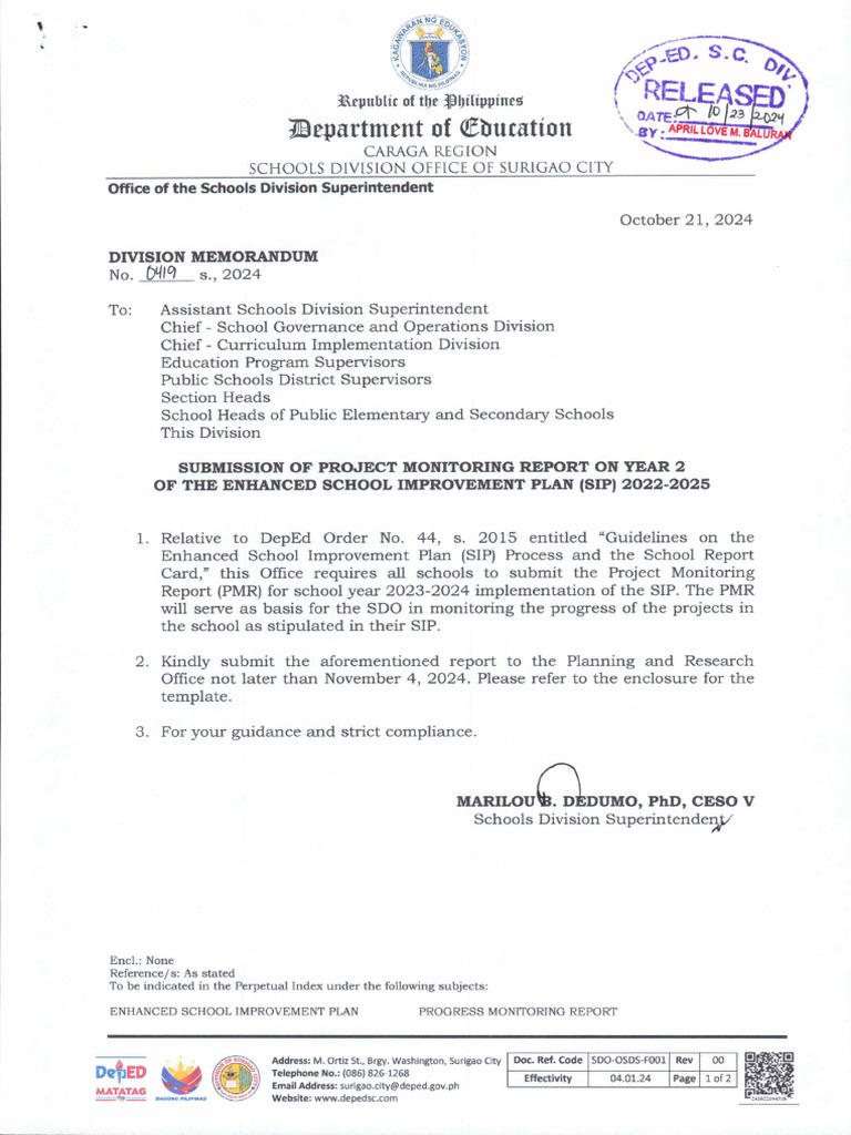 DM2024-0419Project Monitoring Report | PDF