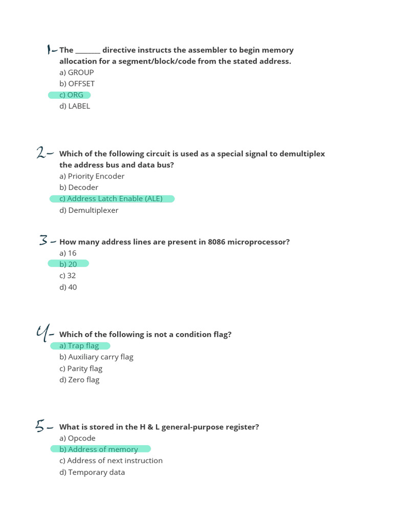 Final Exam of The Microprocessor | PDF | Central Processing Unit | Computer Architecture