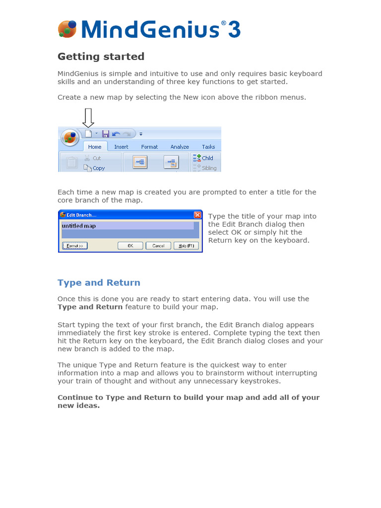 Mindgenius-Getting Started | PDF | Computer Keyboard | Computing