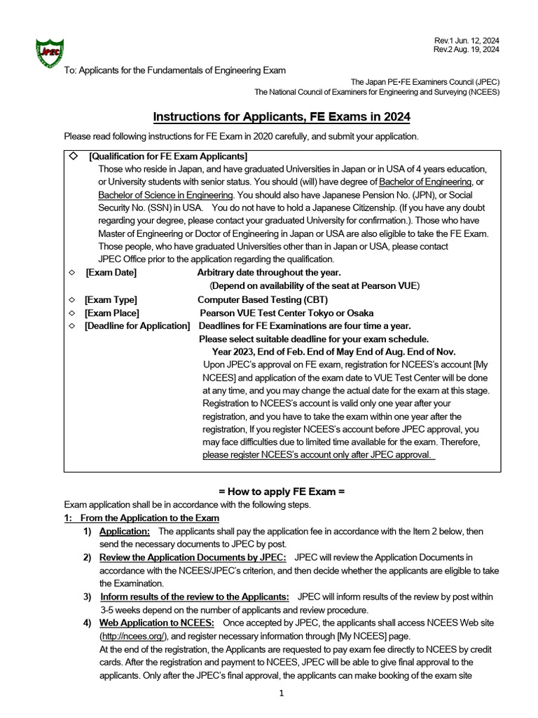 FE Exam Instruction2024 (E) R2 | PDF | Technology & Engineering