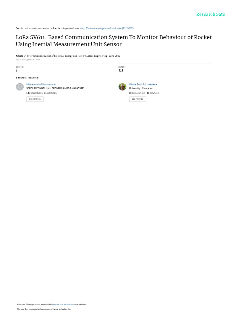 Lora Sv611-Based Communication System To Monitor Behaviour of Rocket ...