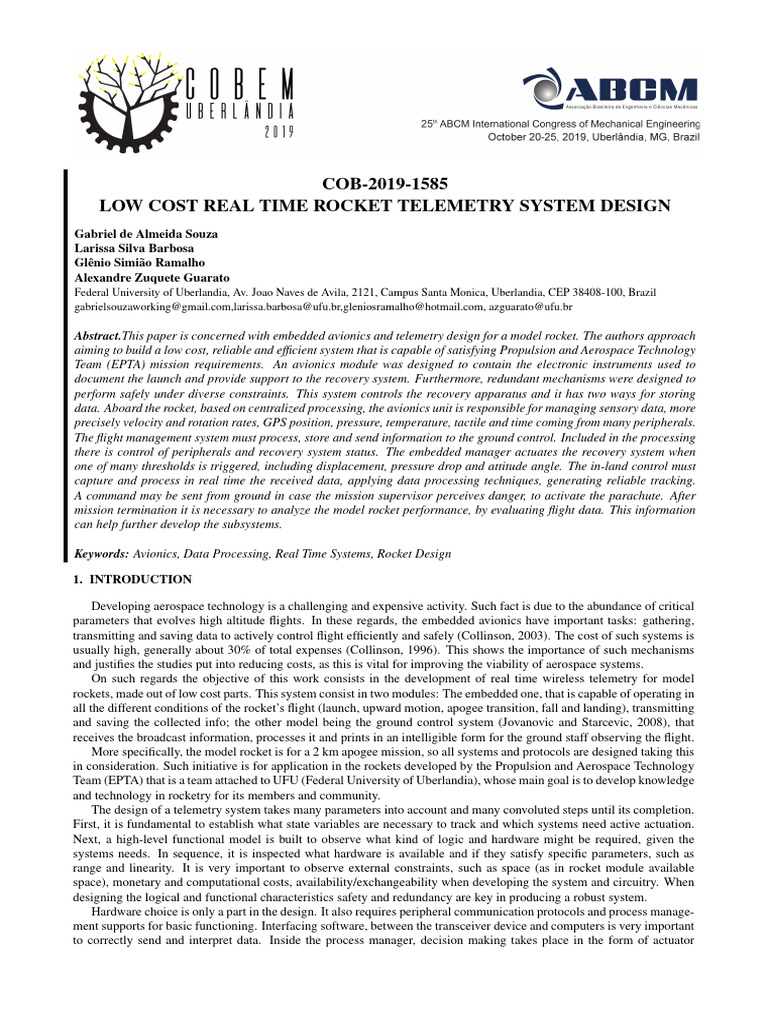 Low Cost Real Time Rocket Telemetry System Design | PDF | Embedded ...