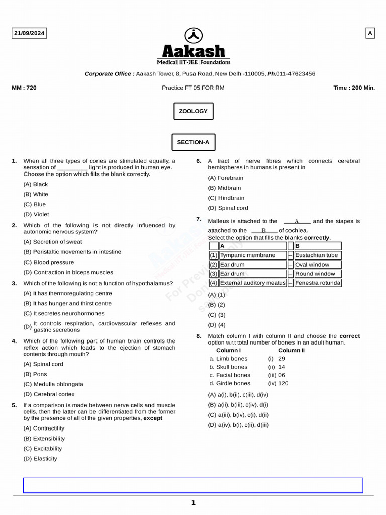 Practice FT 5 CODE A Viju RM QUE @CET - JEE - NEET | PDF | Business