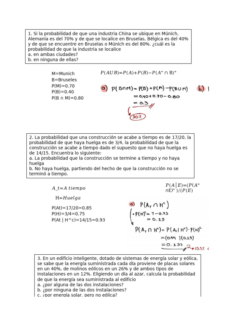 Probabilidad II (Operaciones de Prob.) | PDF | Energía y medio ambiente | Energía solar