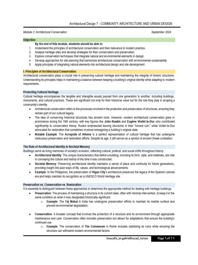ArD7 Module 3 Architectural Conservation | PDF | Stormwater | Efficient ...