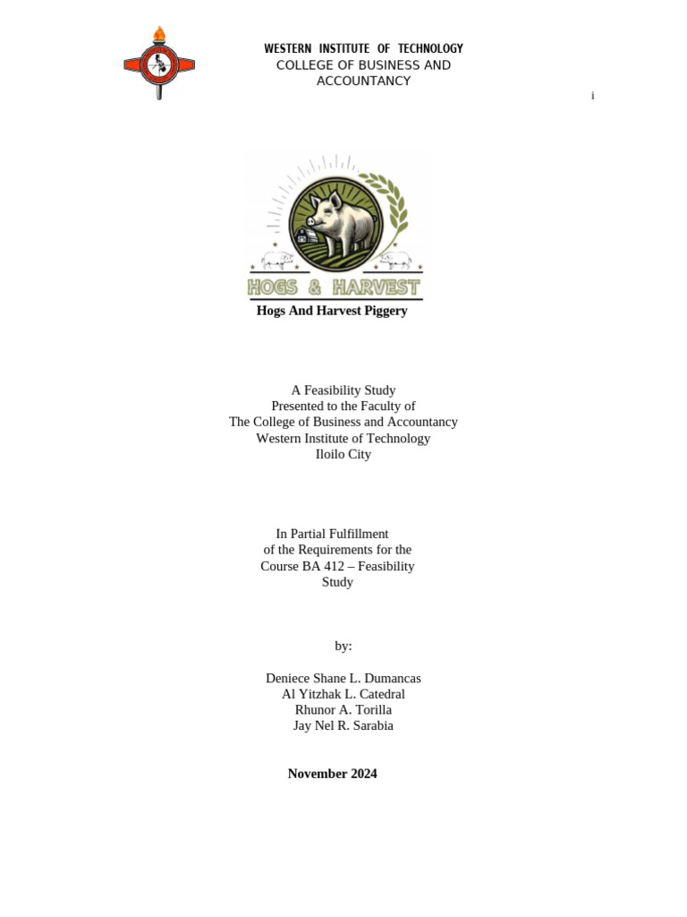 Hogs-and-Harvest Feasibility Study - WIT | PDF | Pig | Agriculture