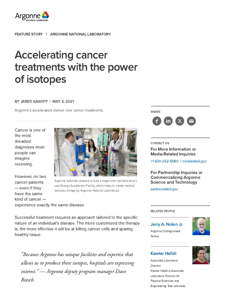 Accelerating Cancer Treatments With The Power of Isotopes | PDF ...