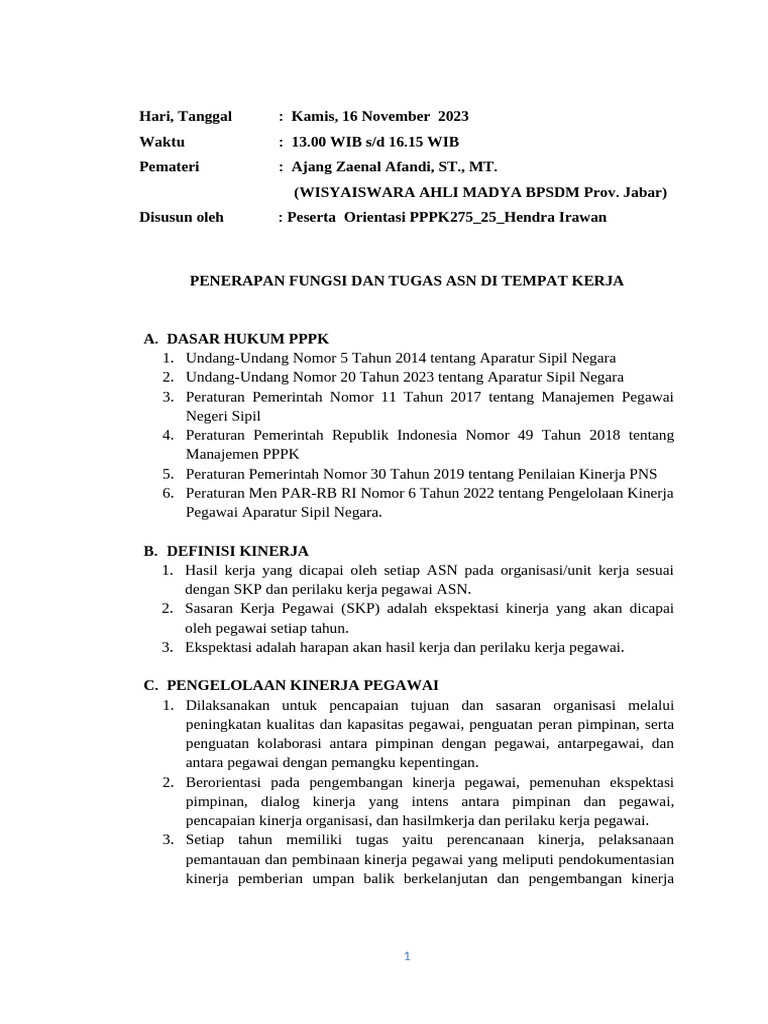 RESUME 4 PENERAPAN FUNGSI DAN TUGAS ASN DI TEMPAT KERJA - PPPK275 - 09 ...