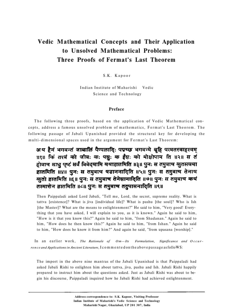 Vedic Mathematical Concepts and Their Application - Kapoor | PDF ...