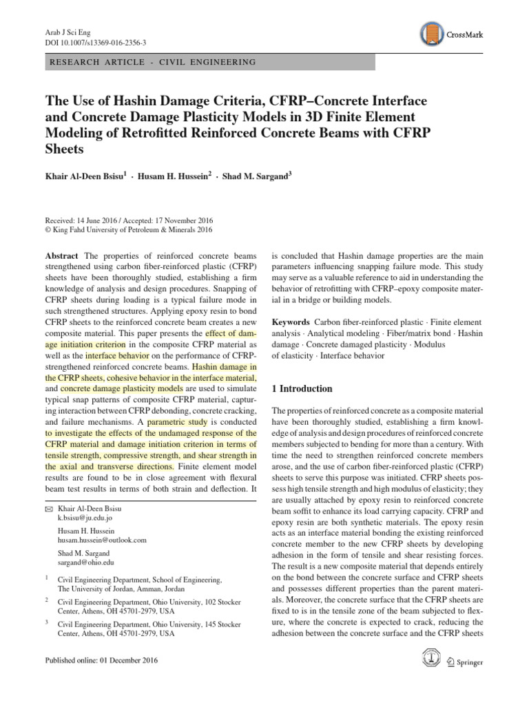The Use of Hashin Damage Criteria CFRP C | PDF | Strength Of Materials ...