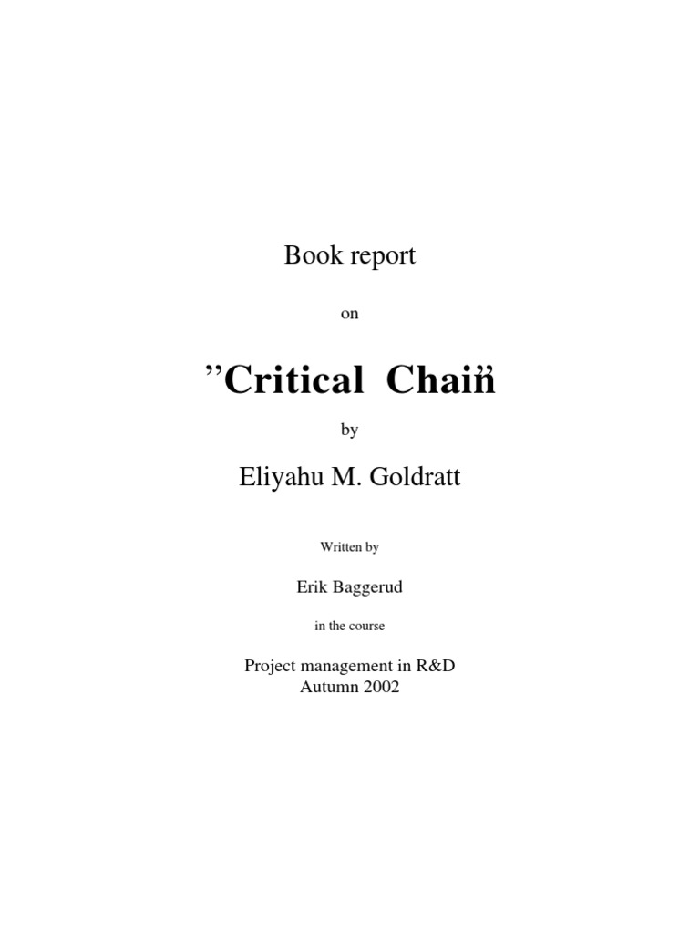 Critical Chain Book Report | PDF | Project Management | Lecture
