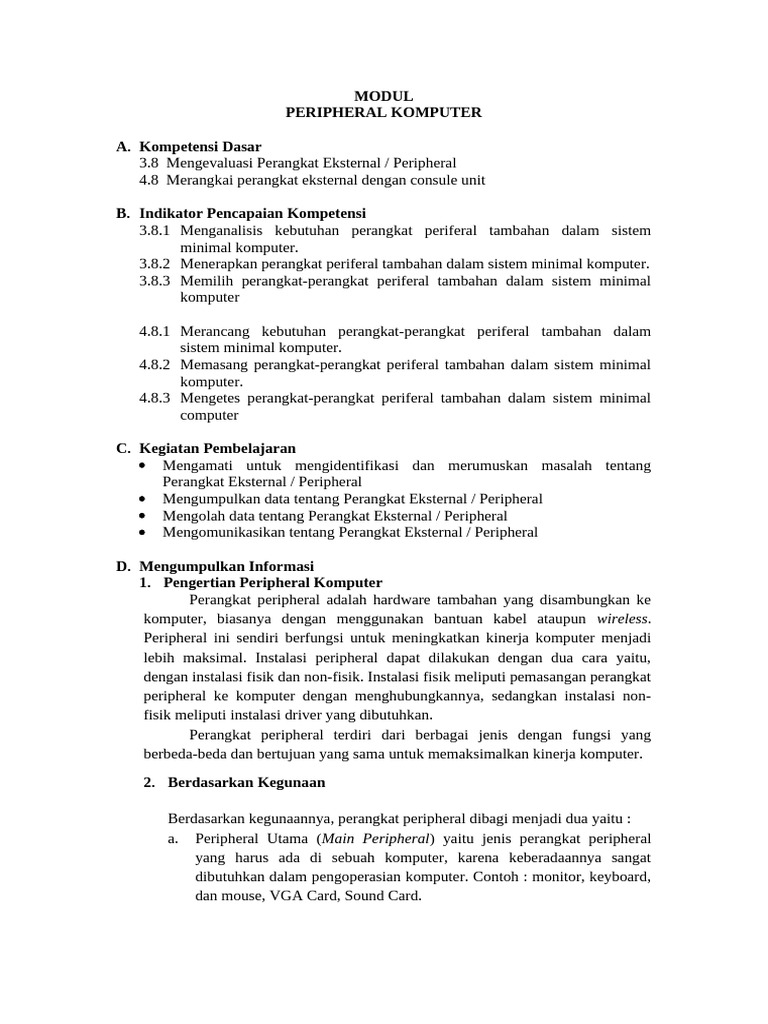 Modul Peripheral Komputer | PDF