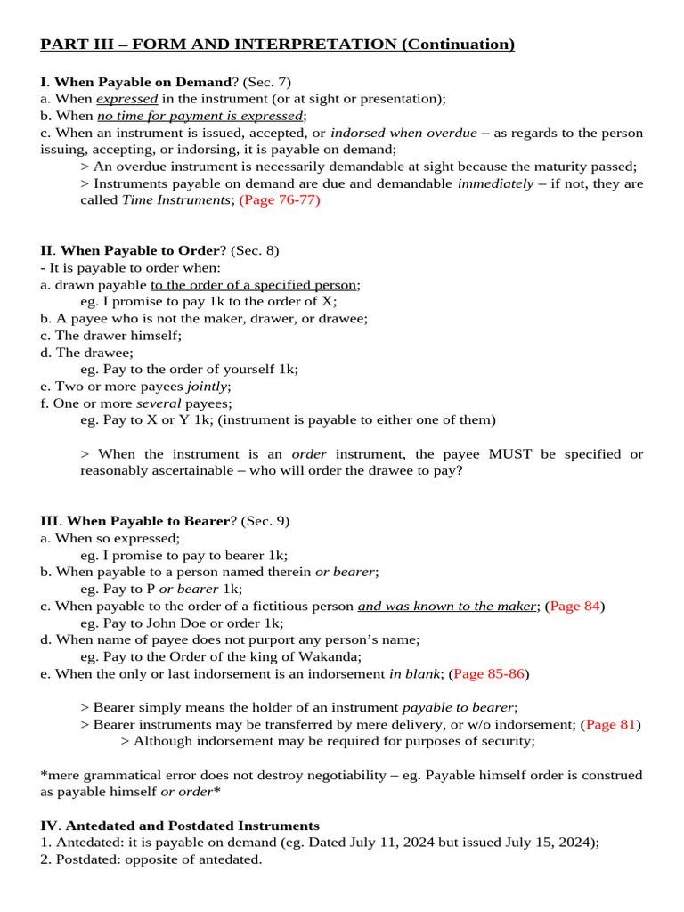 Interpretation of Instruments Notes | PDF | Negotiable Instrument ...