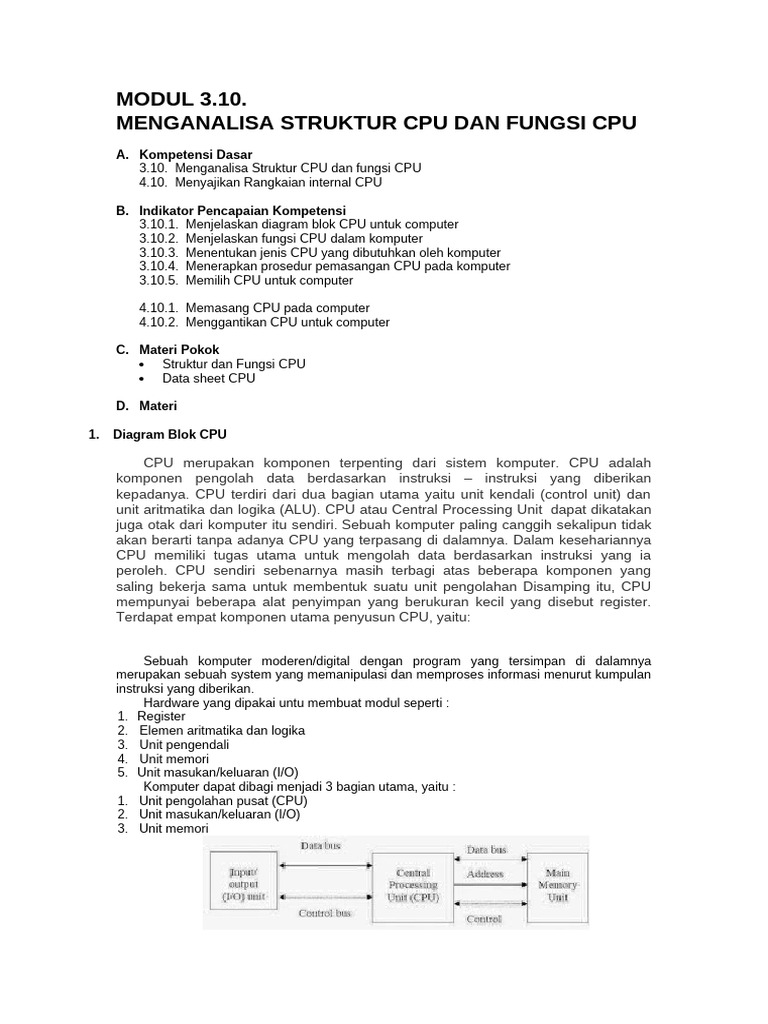 Modul Struktur Dan Fungsi CPU | PDF | Komputer | Teknologi & Rekayasa
