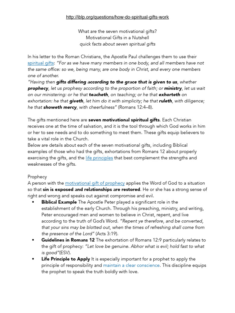 What Are The Seven Motivational Gifts Motivational Gifts In A Nutshell
