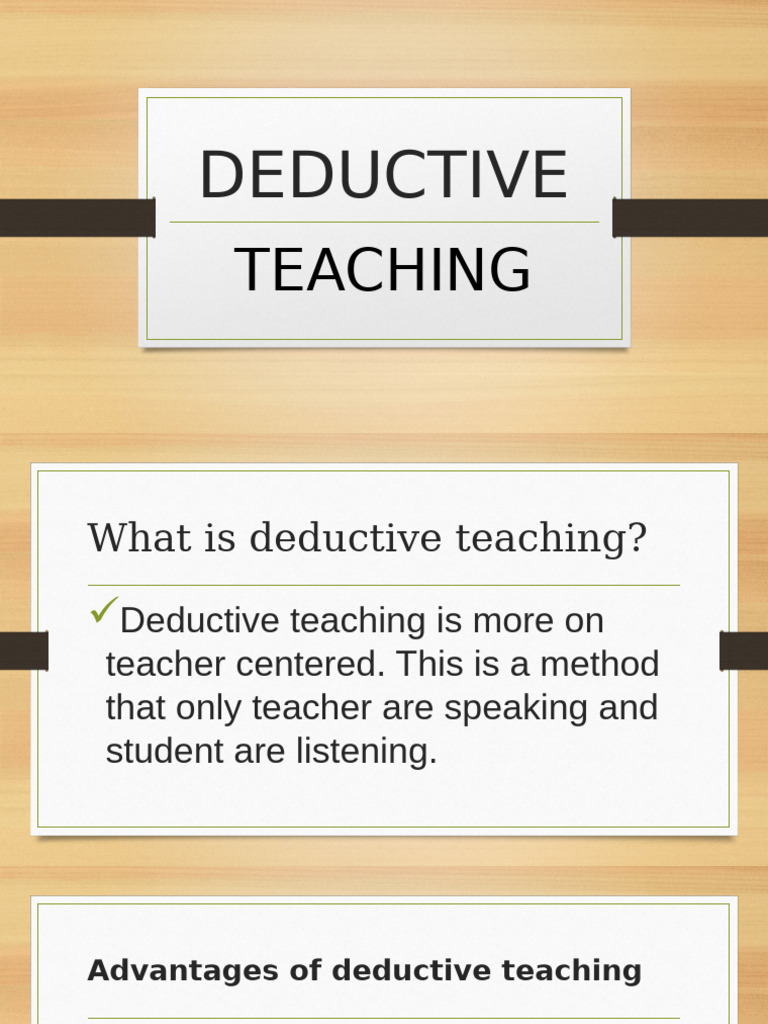 Understanding Deductive Teaching Methods | PDF | Career & Growth ...