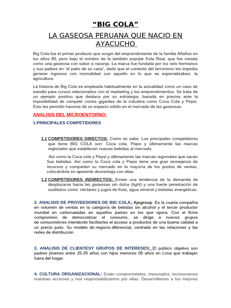 Big Cola Cardenas Pariona Emely | PDF | Economias