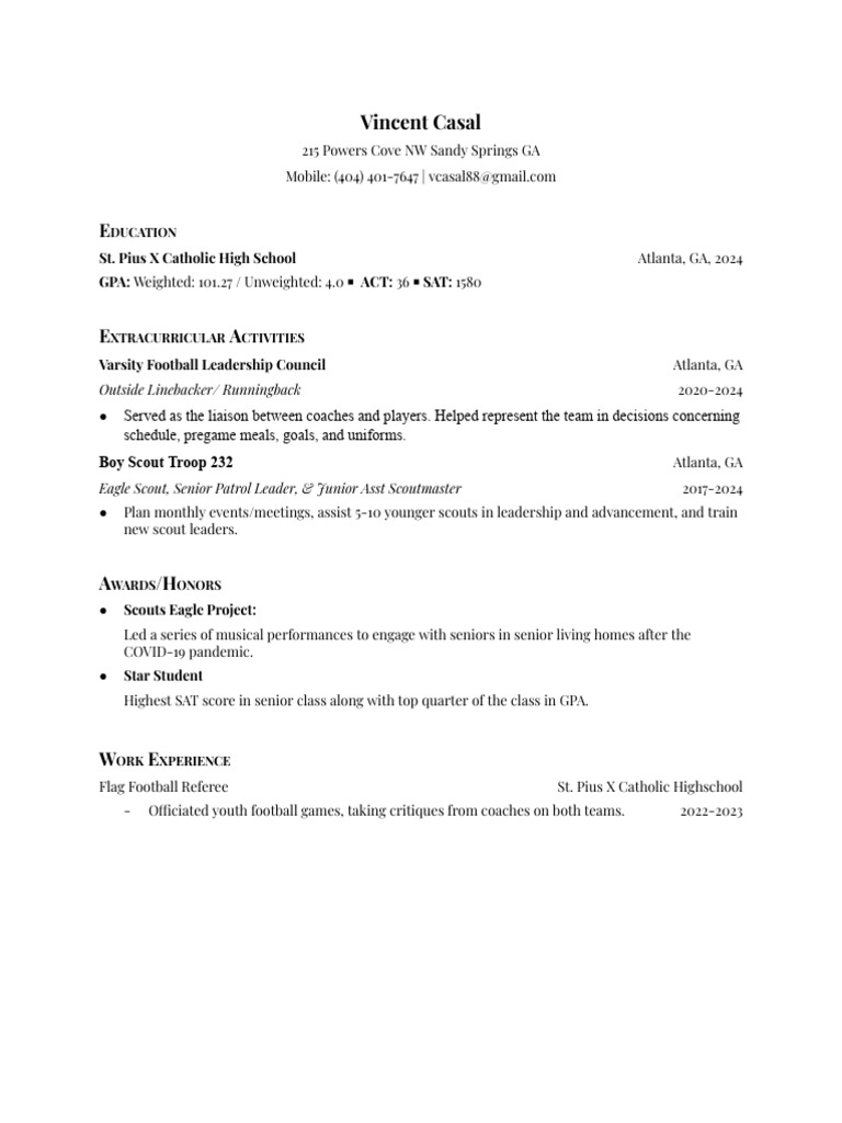Vincent Casal - Resume Template | PDF