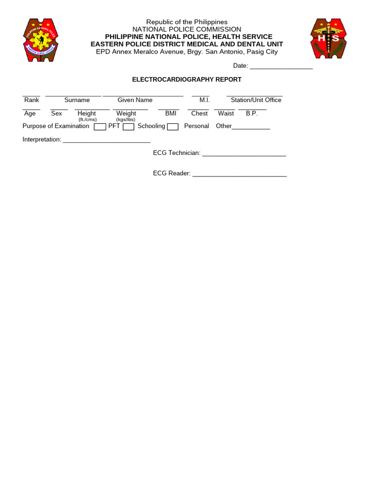 ECG FORM Blank Below | PDF