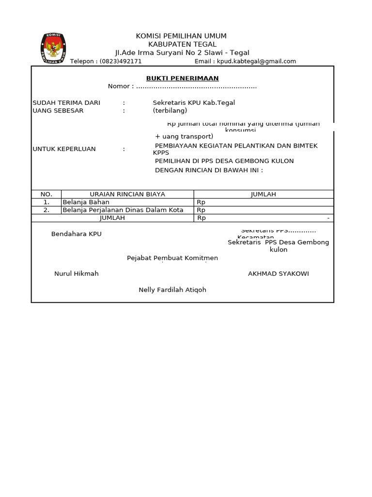 SPJ Pelantikan KPPS 2024 | PDF