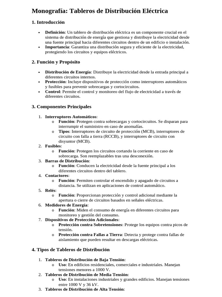 Monografía de Tablero de Distribucion Electrica | PDF | Ingenieria Eléctrica | Distribución de ...