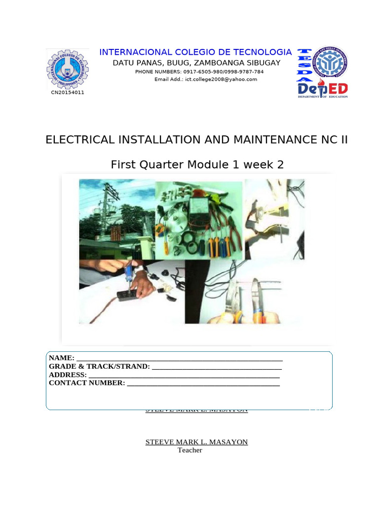 EIM-11 Q1 W2 Mod2 | PDF | Series And Parallel Circuits | Electrical Wiring