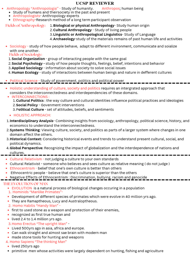 UCSP Study Guide for Students | PDF | Anthropology | Systems Theory