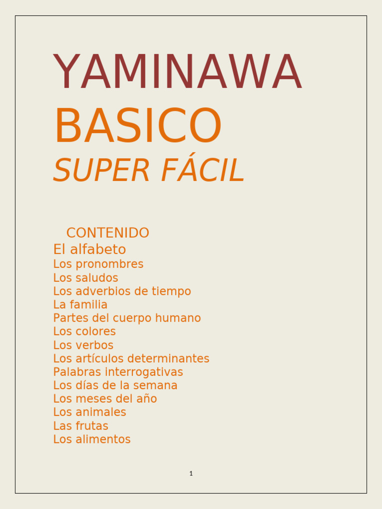 Aprendizaje Basico Yaminawa | PDF | Color