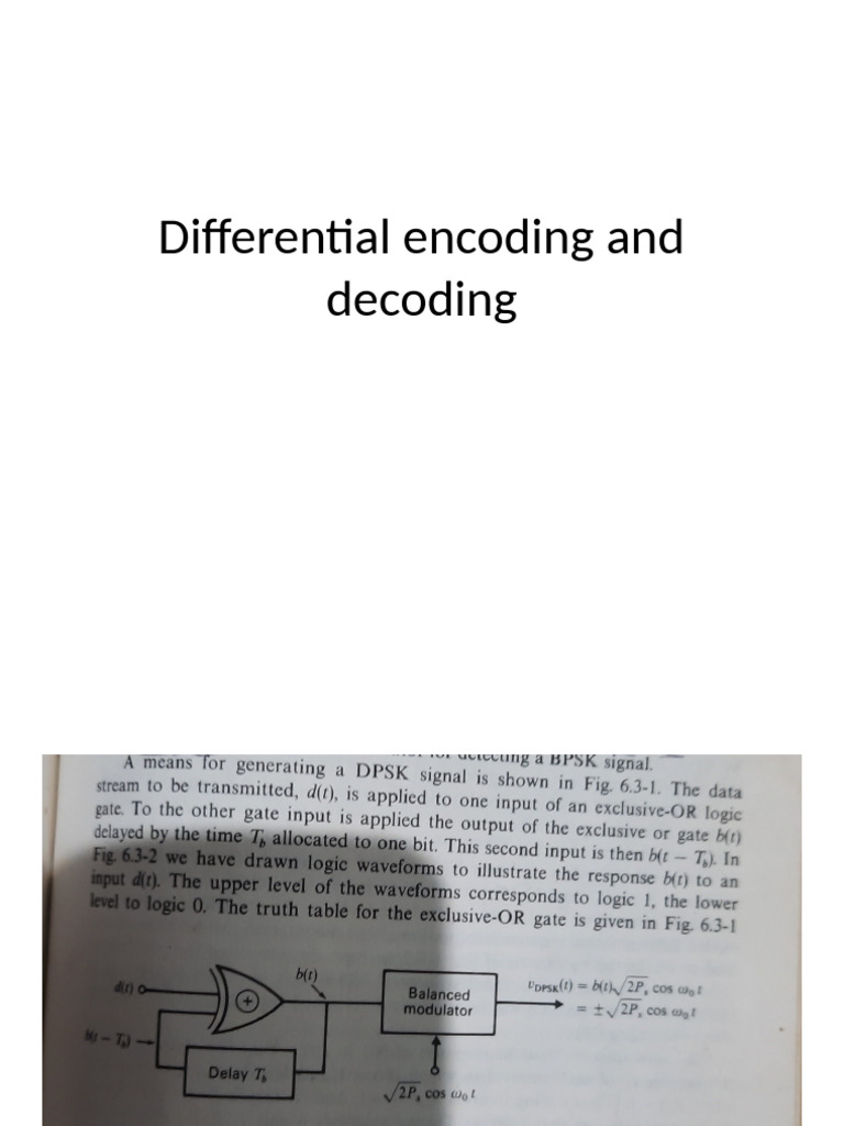 Differential Encoding, Union Bound and Comparison | PDF | Science ...