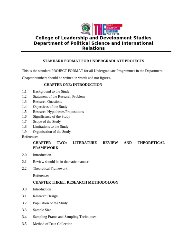 Undergrad Project Format Guide | PDF | Quantitative Research ...