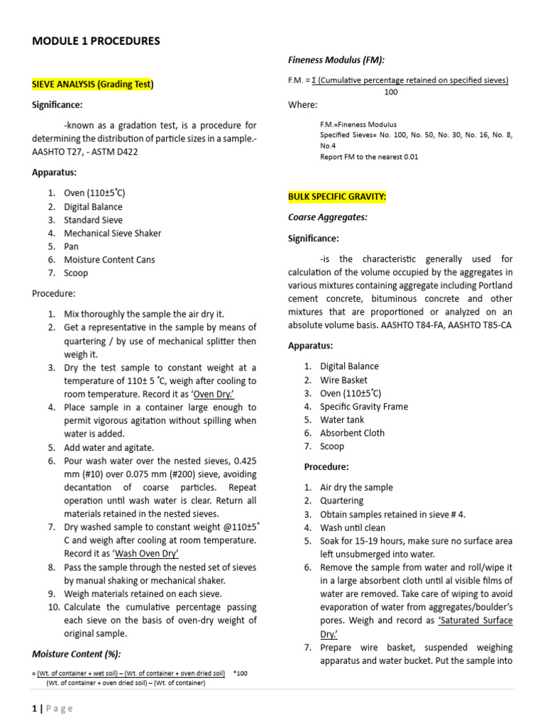 Module 1 Procedure | PDF | Materials