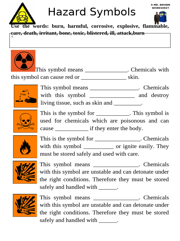 Hazard Symbols Worksheet for KS3 | PDF