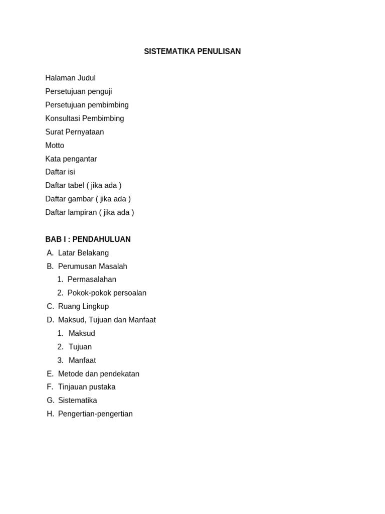 Panduan Sistematika Penulisan Dokumen | PDF