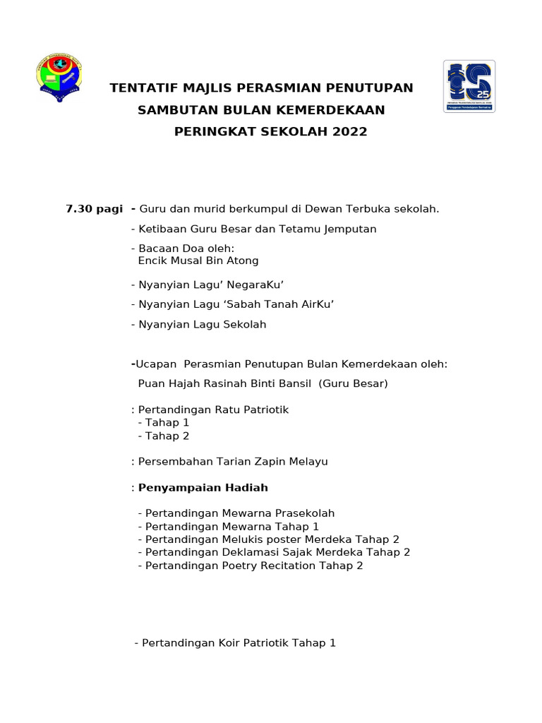 Tentatif Bulan Kemerdekaan 2022 | PDF | Seni