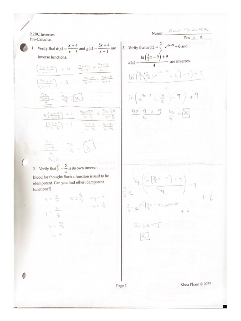 2.2BC Inverses | PDF