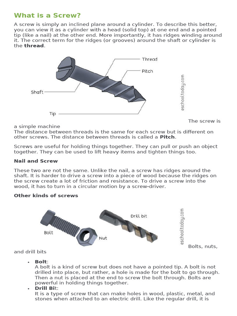What is a Screw | PDF | Screw | Drill