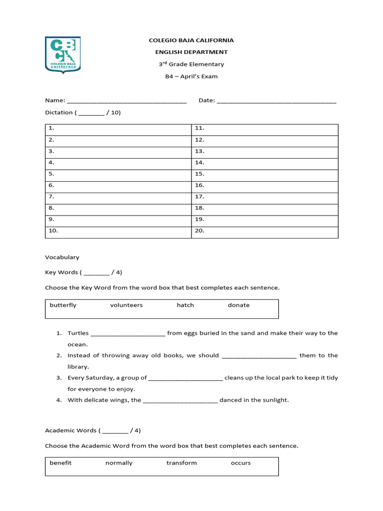 3a B4 Exam | PDF | Language Arts & Discipline | Foreign Language Studies