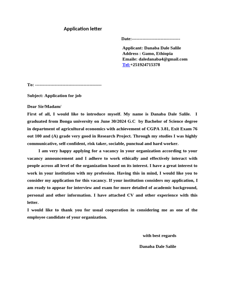 Job Application Letter and CV Dds40s | PDF