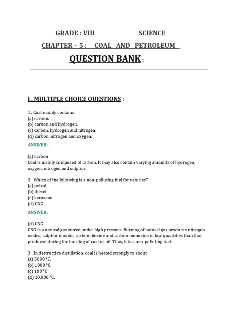 Chapter 5 Coal and Petroleum Grade 8 Science | PDF | Fuels | Petroleum