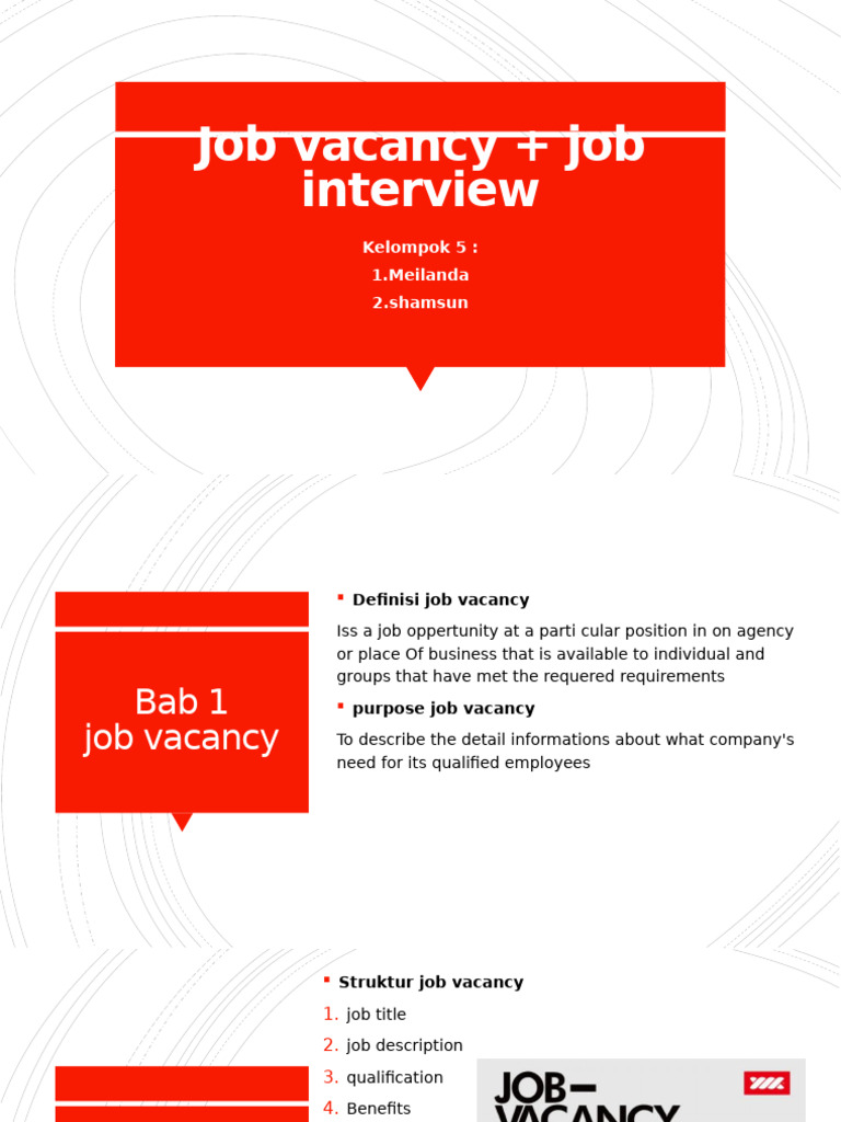 Presentasi Job Vavancy Job Interview 5-1 | PDF | Employment | Job Interview