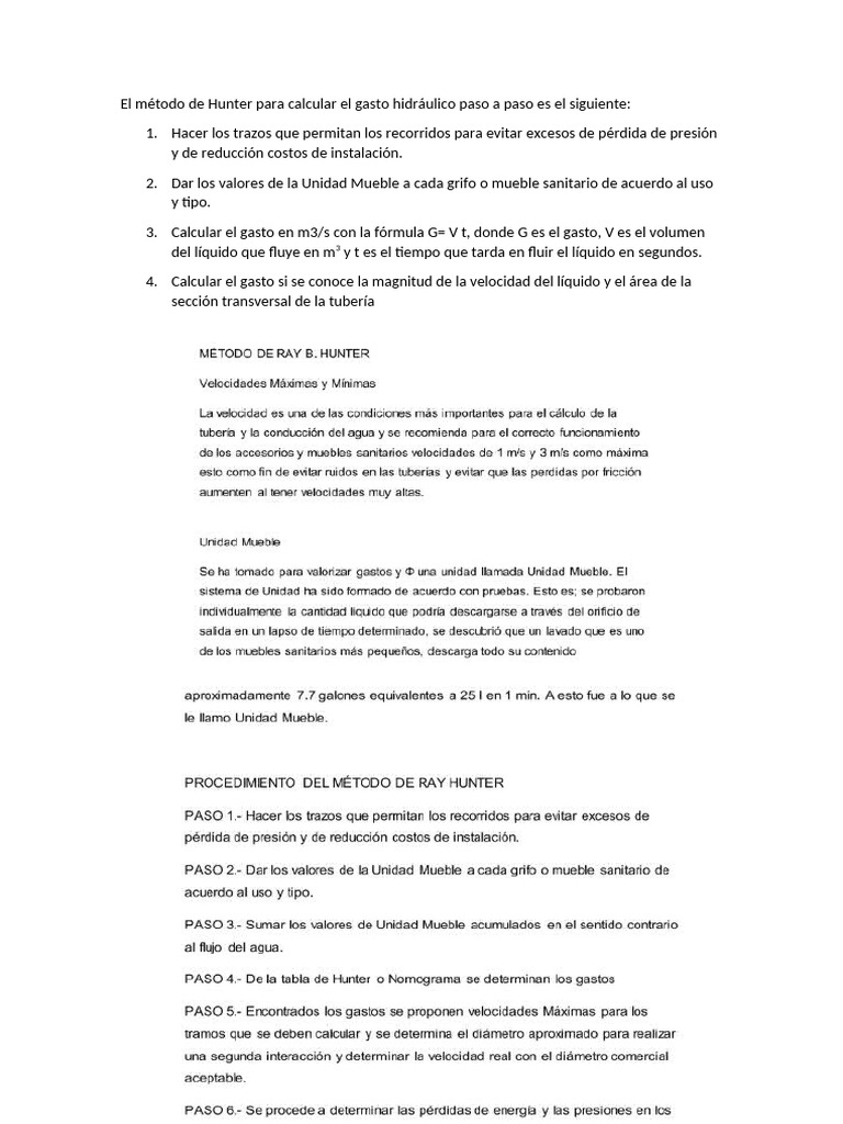 Método Hunter para Calcular Gasto Hidráulico | PDF | Negocios | Tecnología