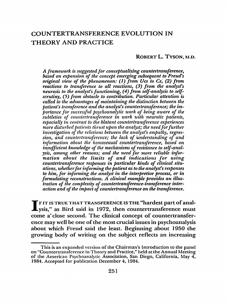 Countertransference Evolution | PDF | Psychoanalysis | Sigmund Freud