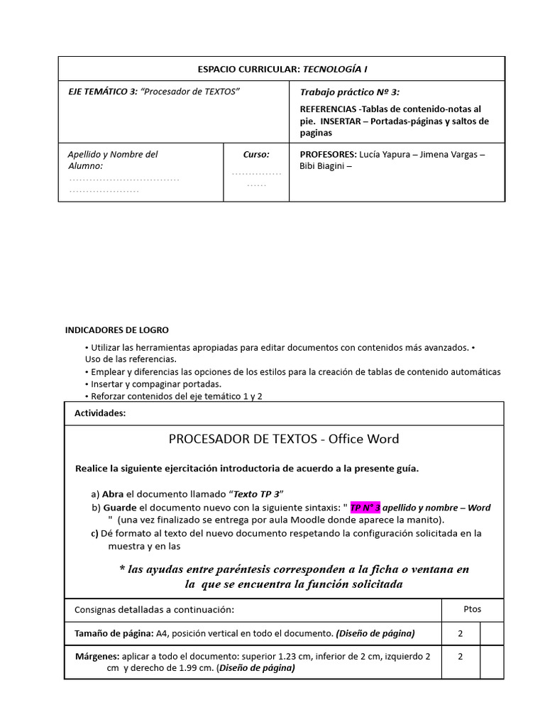 TP 3 Word Consignas em | PDF | Software | Informática