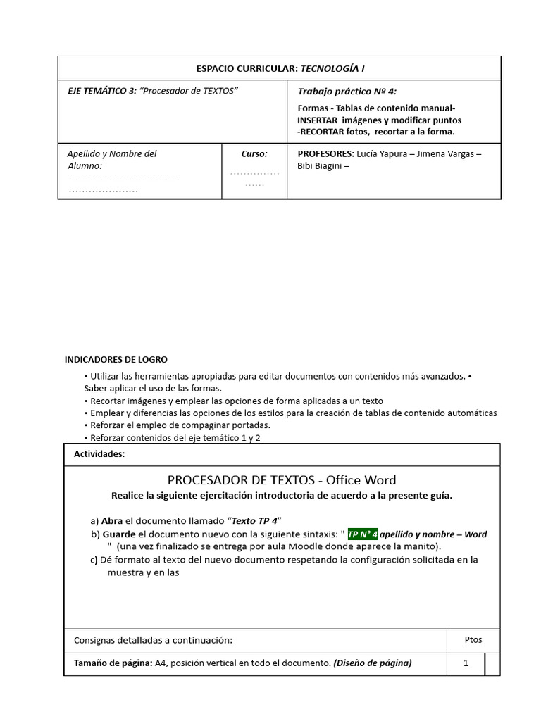 TP 4 Word Consignas em | PDF | Informática | Texto
