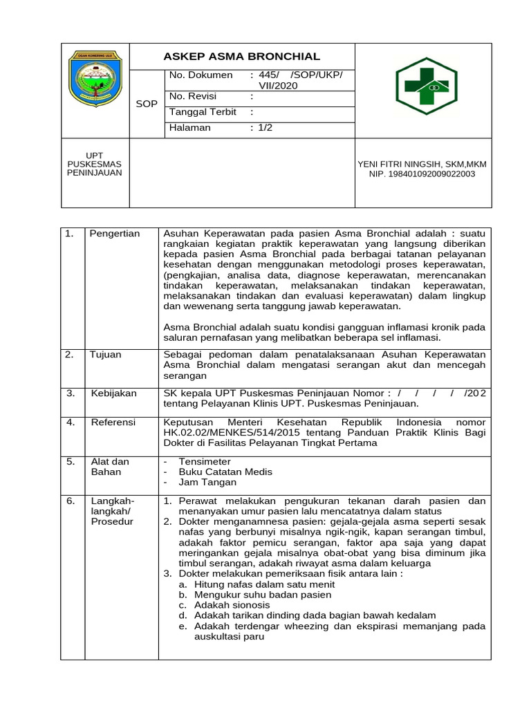 Sop Askep Asma Bronchial | PDF