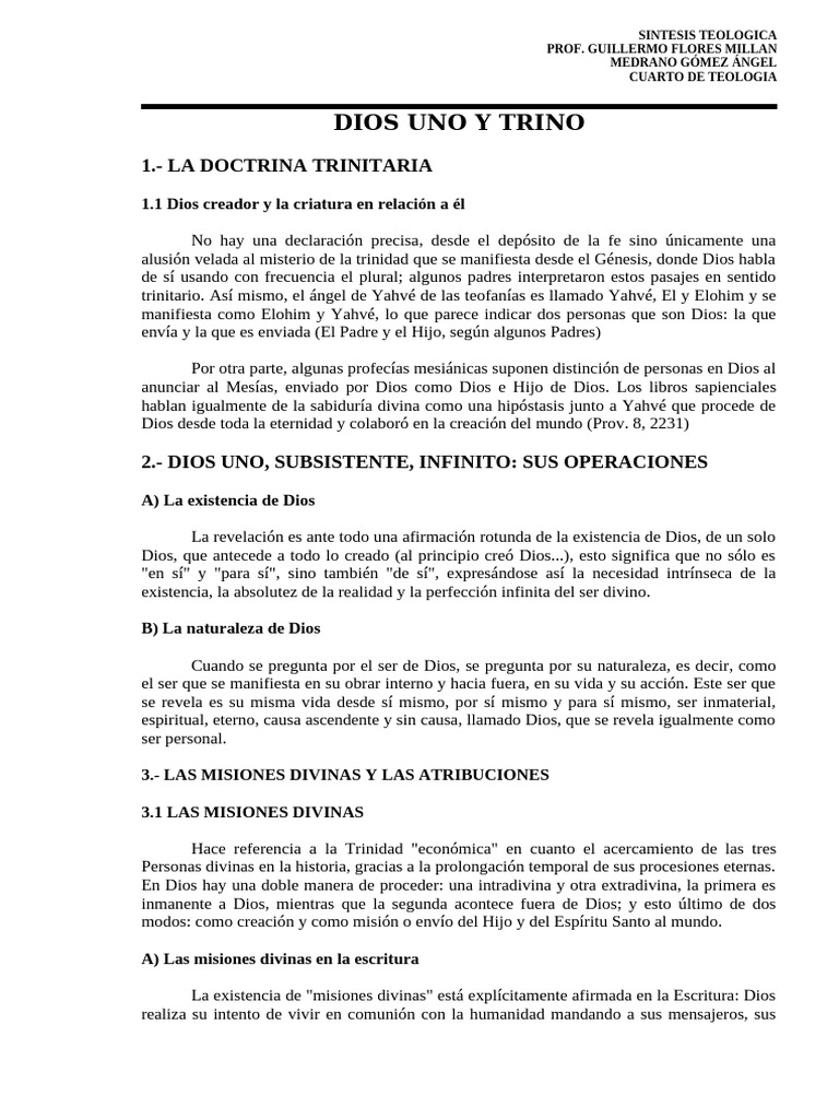 Dios Uno y Trino | PDF | espíritu Santo | Trinidad
