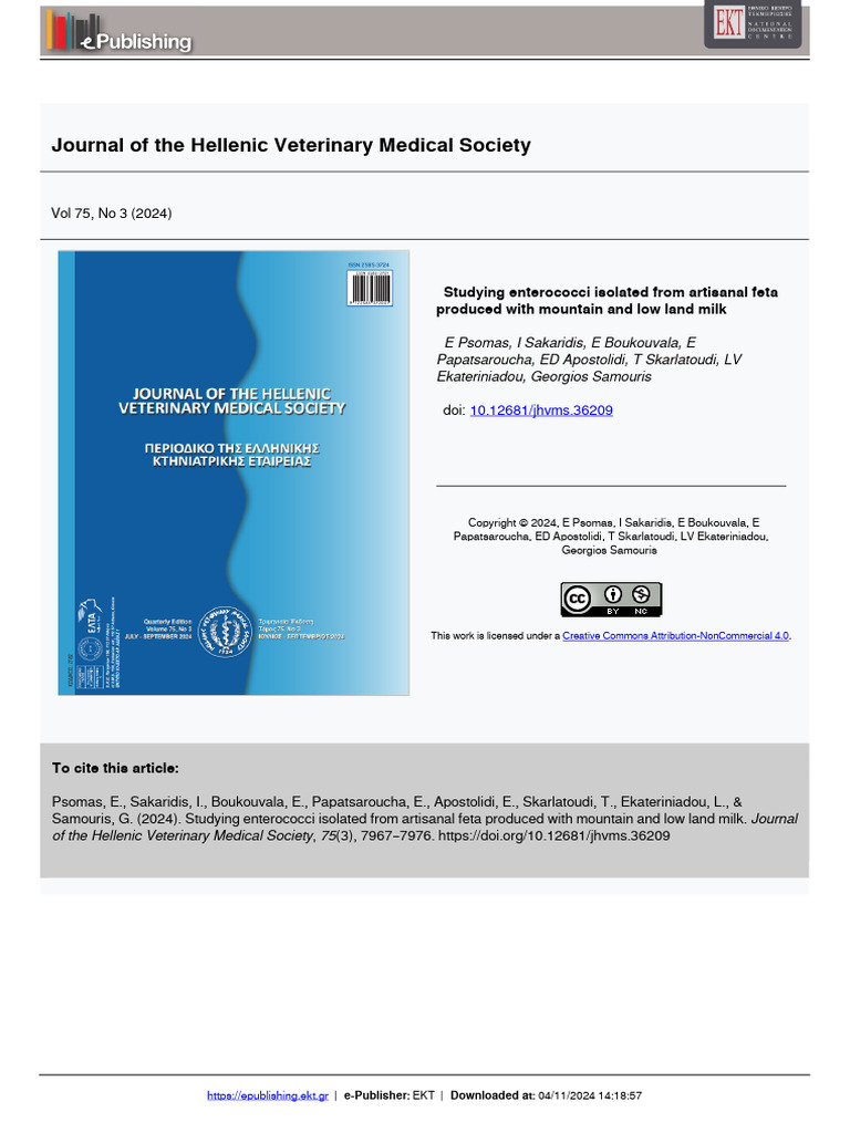 Studying Enterococci Isolated From Artisanal Feta | PDF | Antimicrobial Resistance | Microbiology