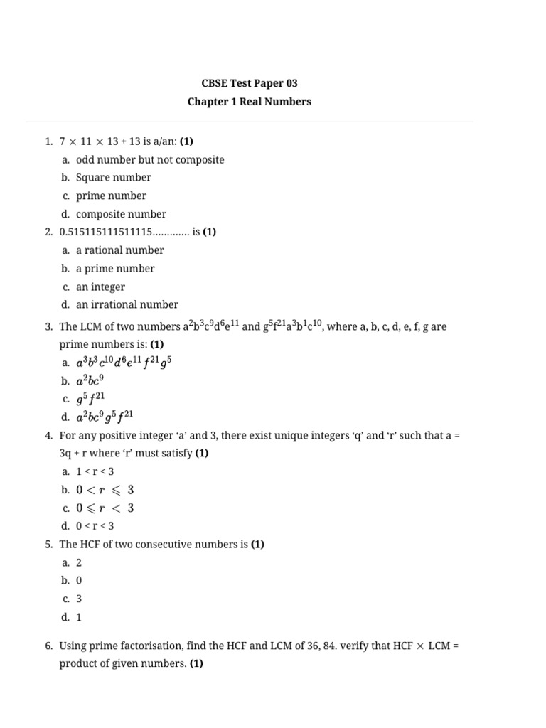 Real Number Sample Question 5 | PDF | Numbers | Factorization